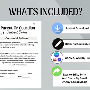Parental Consent Form for Estheticians & Med Spas (editable Word, Canva ...