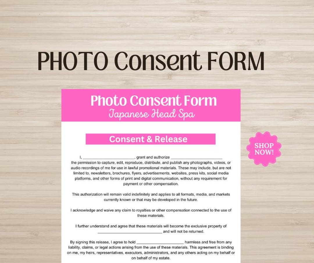 Japanese Head Spa Photo Consent Form: Editable Client Release ...