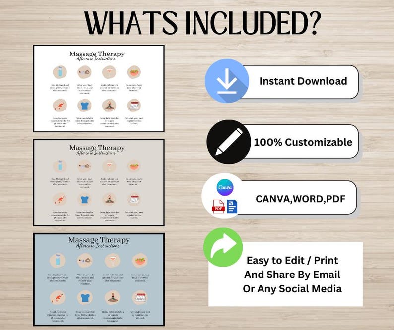 Massage Therapy Aftercare Cards: Editable Med Spa Post Care (canva ...