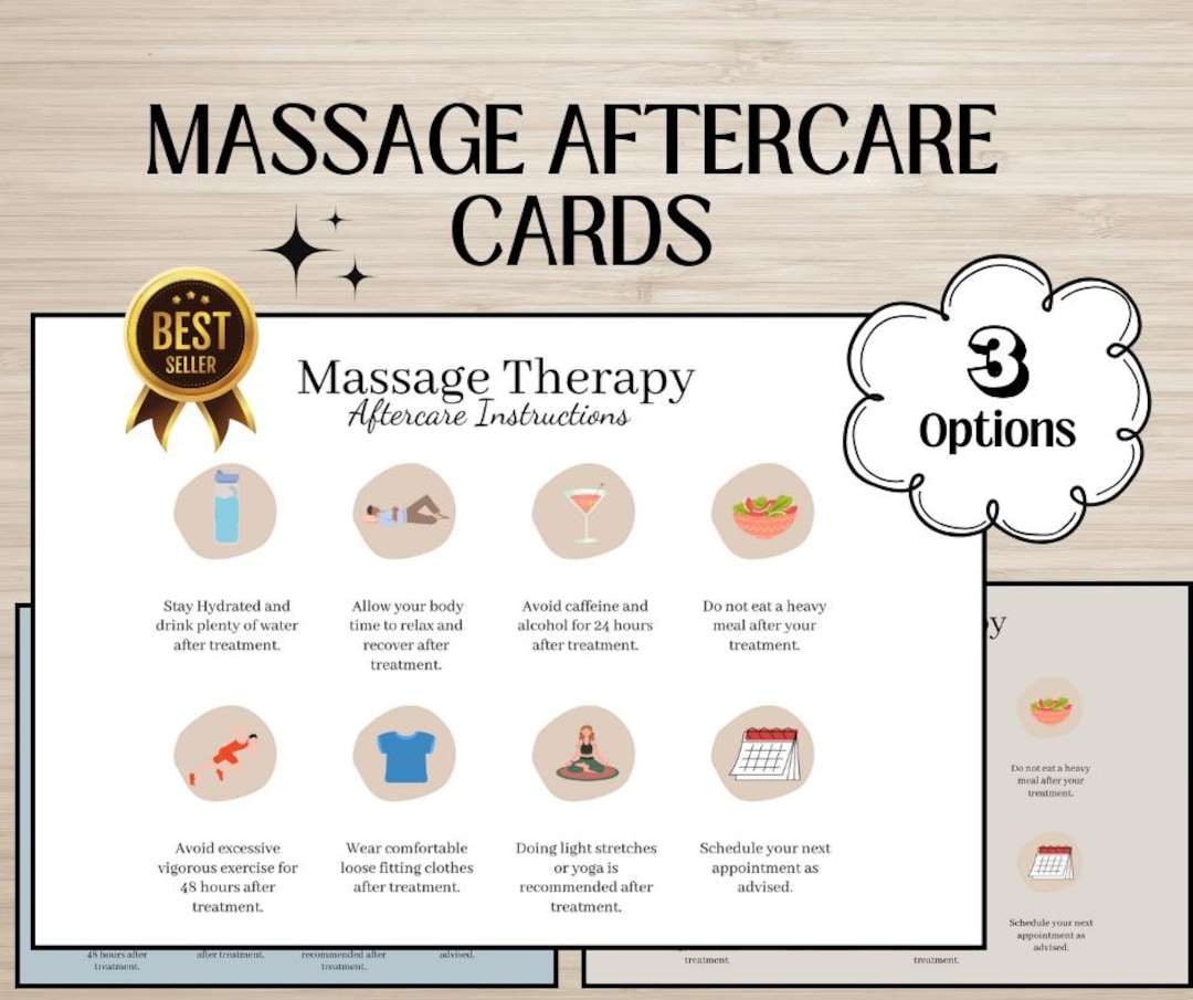Massage Therapy Aftercare Cards: Med Spa Post Care (editable in Word ...