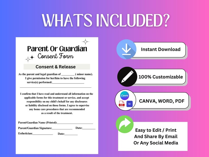 Parental Consent Form for Estheticians & Med Spas (instant Download) - Etsy