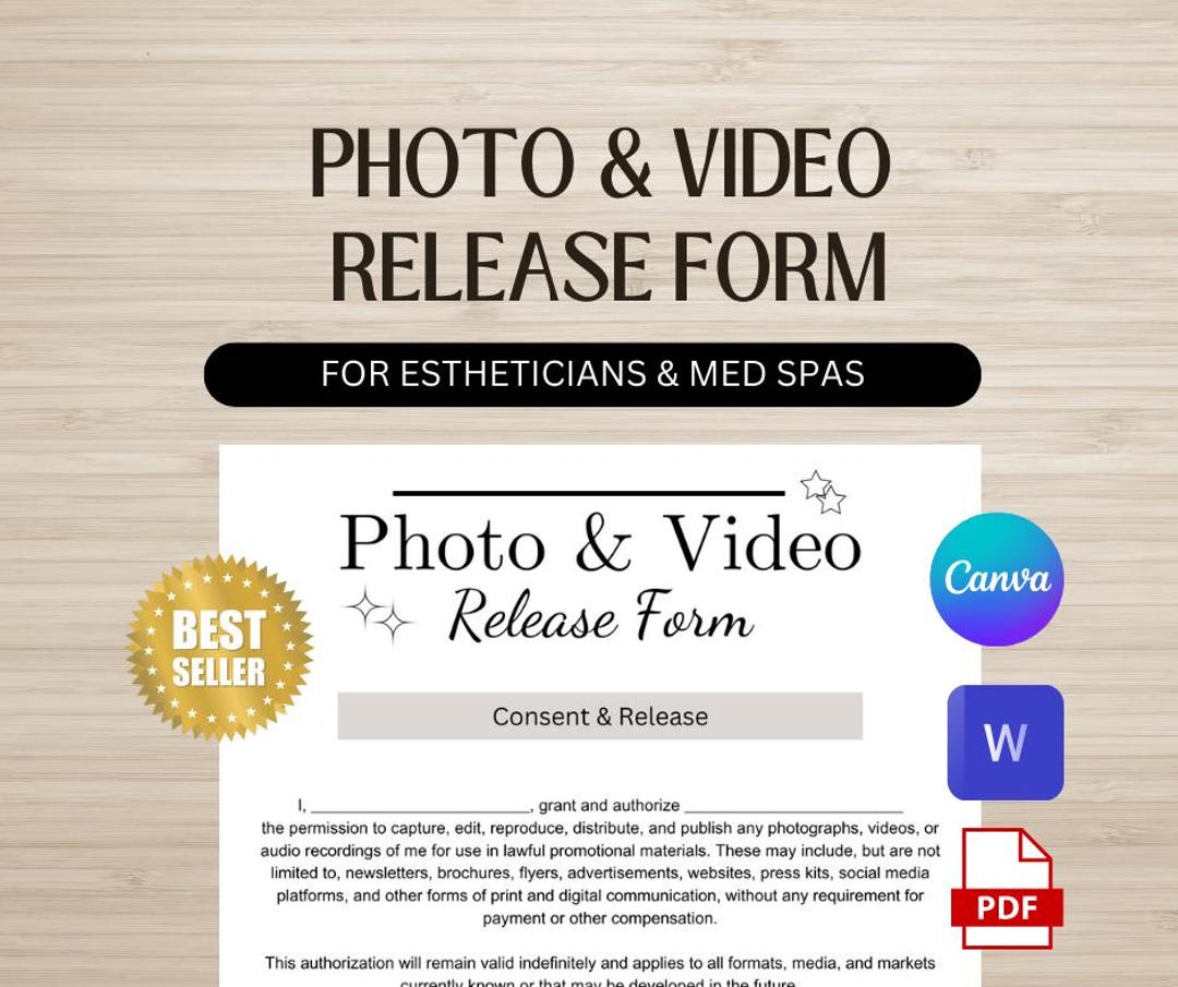 Esthetician Photo & Video Release Form: Customizable Med Spa Consent ...