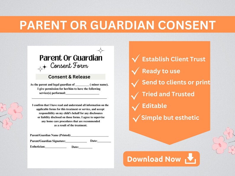 Parental Consent Form for Estheticians & Med Spas (editable Word, Canva ...