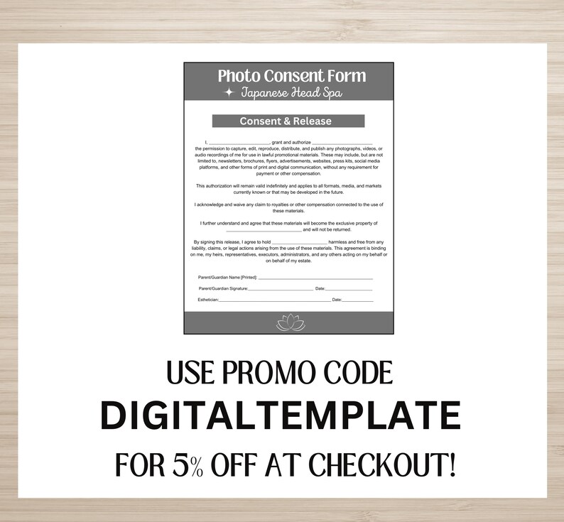Japanese Head Spa Photo Consent Form | Editable Canva, Word, PDF ...