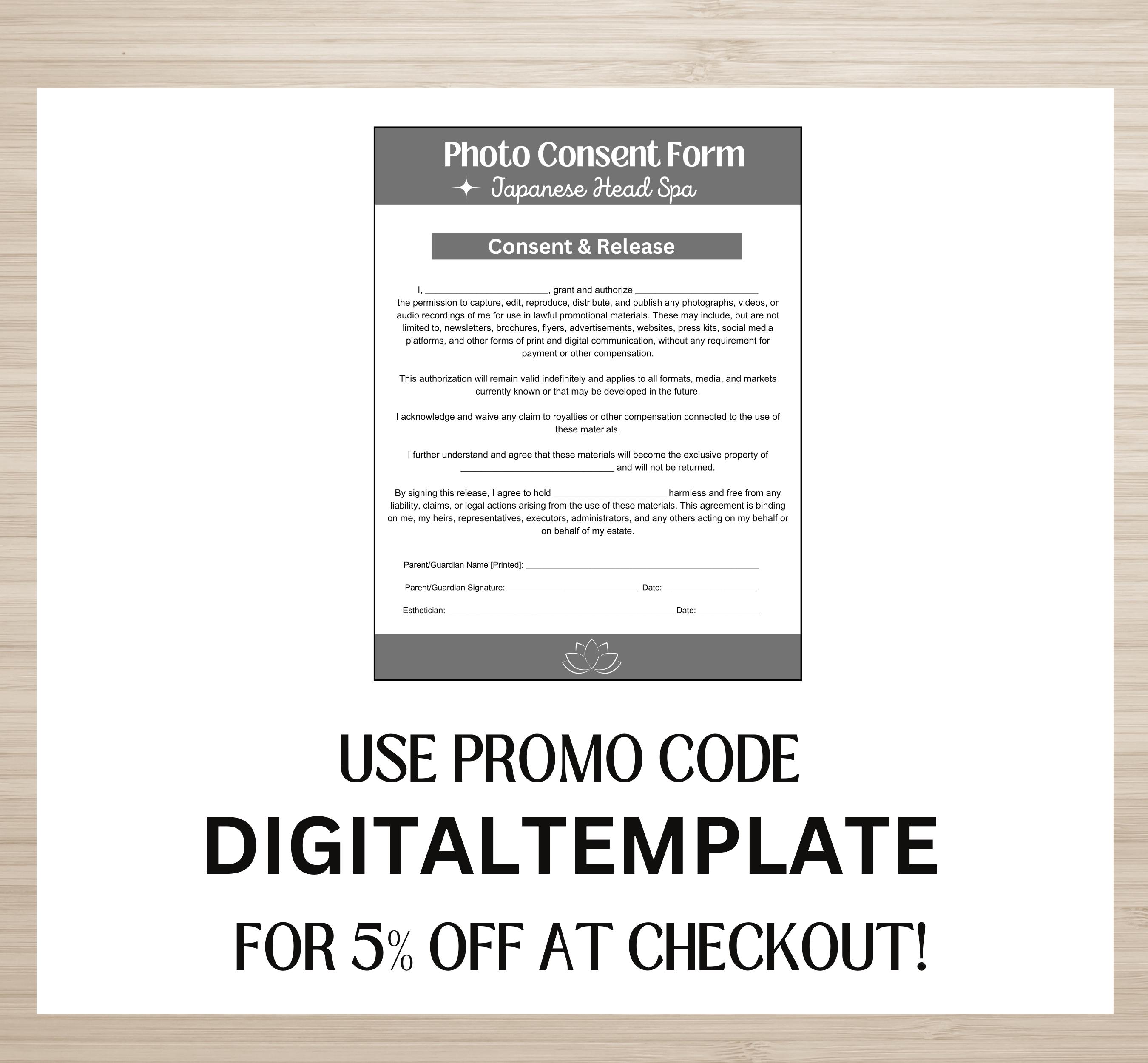 Japanese Head Spa Photo Consent Form | Editable Canva, Word, PDF ...