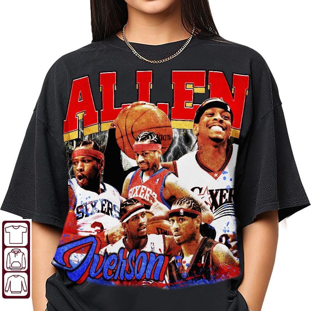 Allen Iverson 90s Vintage, Allen Iverson Bootleg Shirt, Allen Iverson ...