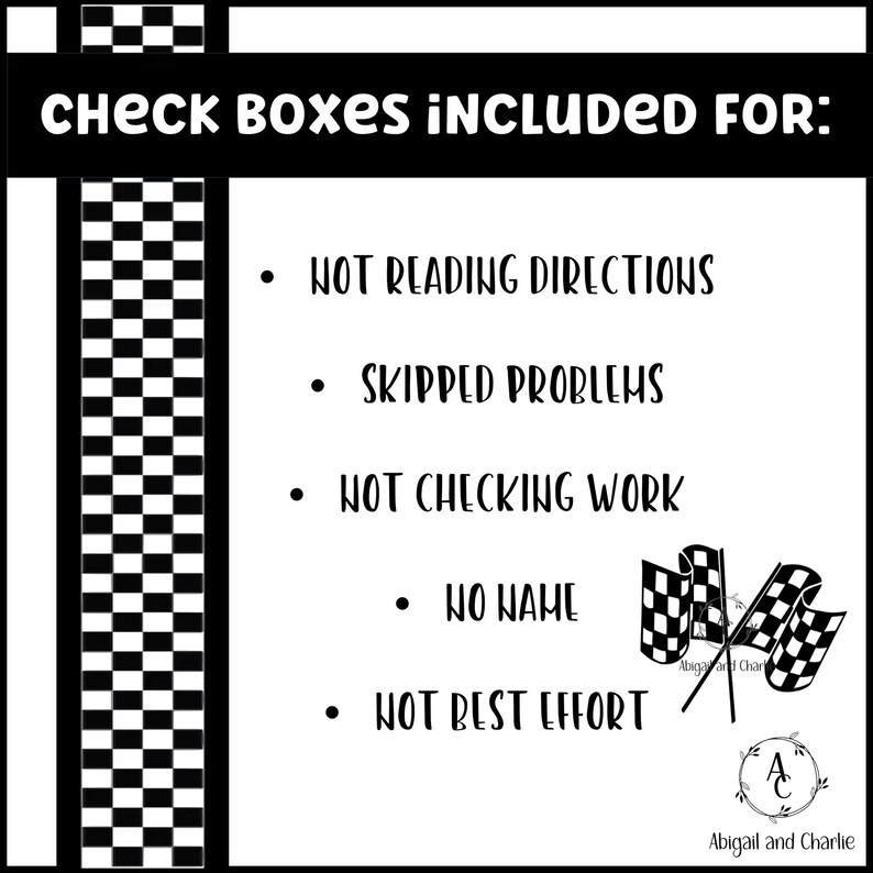 Speeding Ticket Classroom Reminder: Student Work Assessment, Student ...
