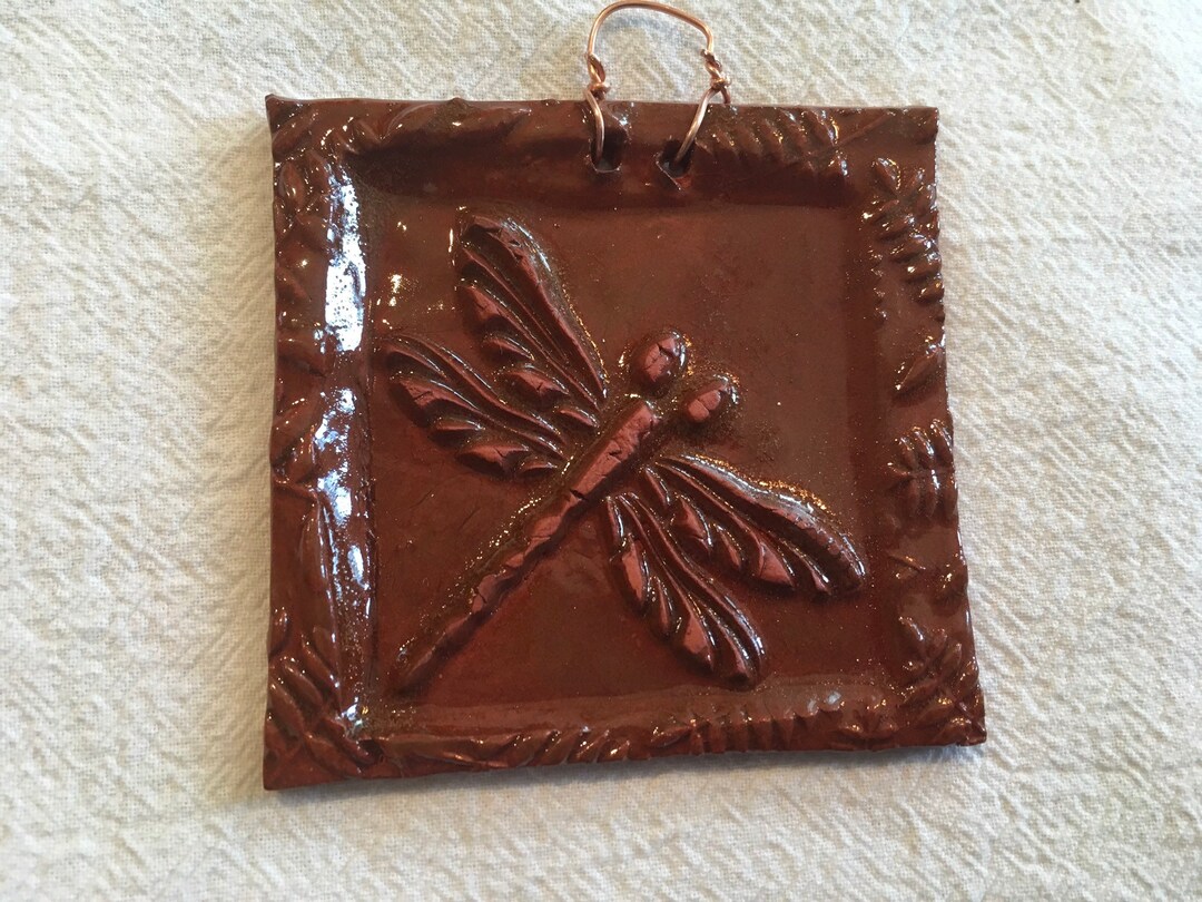 Redware Look Dragonfly Tile - Etsy