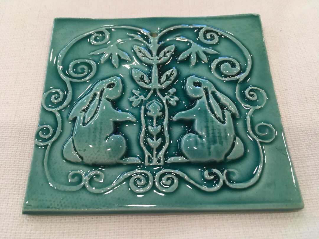 Double Bunny Tile in Turquoise - Etsy Polska
