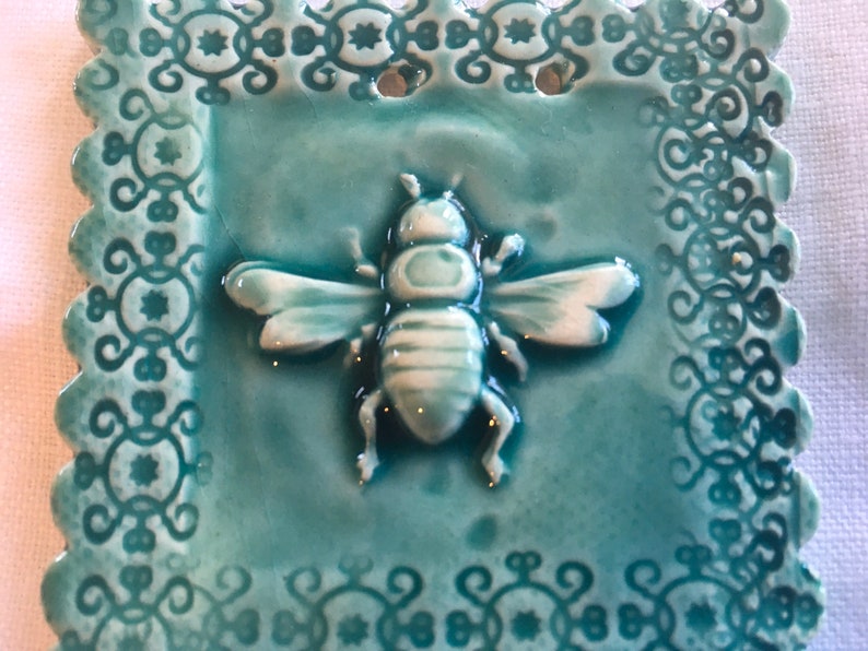 Filigree Turquoise Honey Bee Tile | Etsy