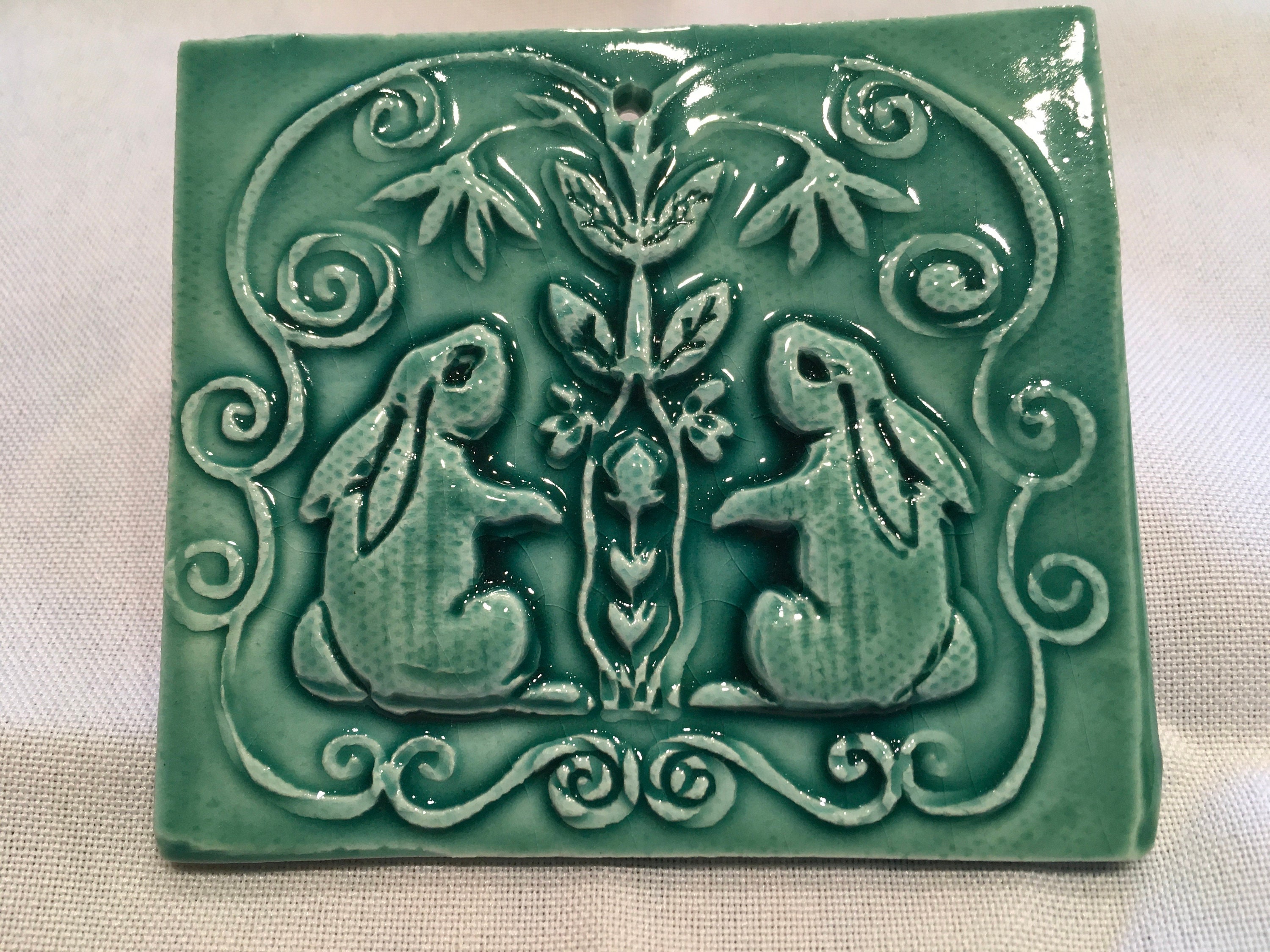 Turquoise Double Bunny Tile - Etsy