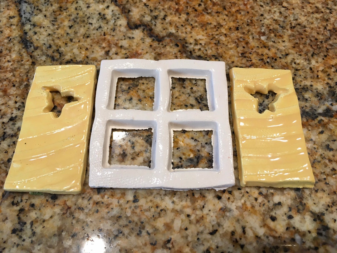 Ceramic Fairy House Windows and Shutters Hummingbird Design. Set of 2 ...