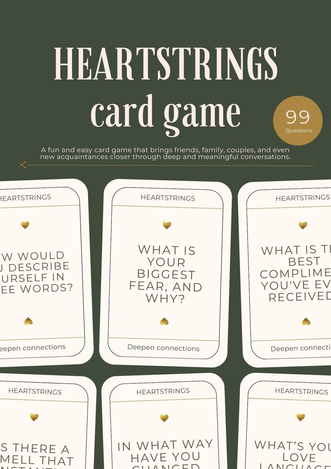 Heartstrings Printable Game Conversation Cards Digital Download Play ...