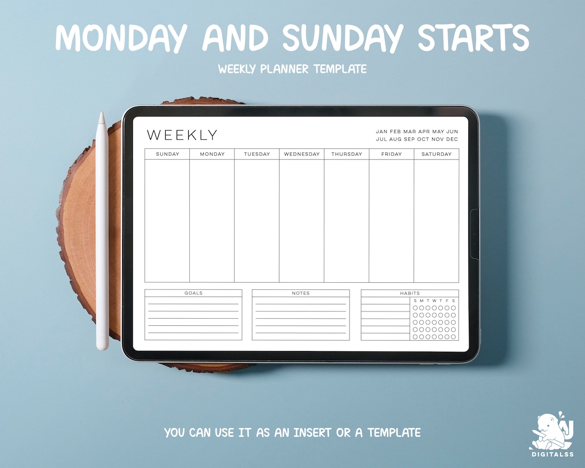 Weekly Digital Planner | Goodnotes Template | Undated Weekly Planner ...