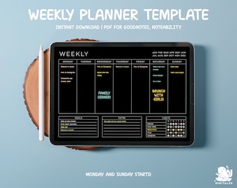 Weekly Digital Planner | Goodnotes Template | Undated Weekly Planner ...