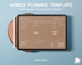 Weekly Digital Planner | Goodnotes Template | Undated Weekly Planner ...