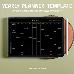 Yearly Digital Planner | Goodnotes Template | Undated Yearly Planner ...