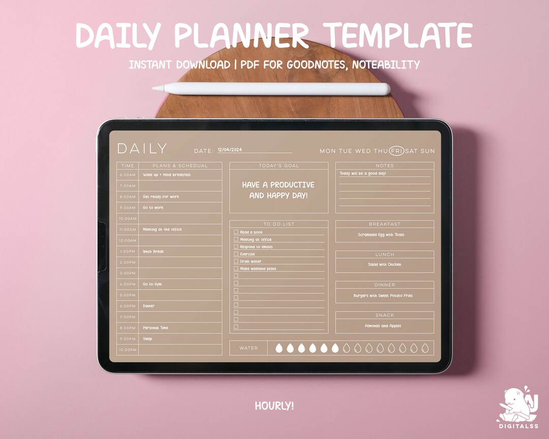 Daily Digital Planner | Goodnotes Template | Undated Daily Planner ...