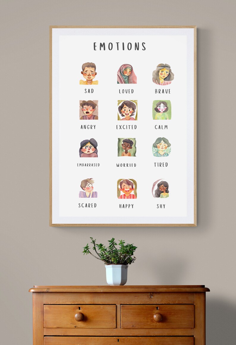 Feelings Chart Poster Educational Art Calming Corner Emotions Chart ...