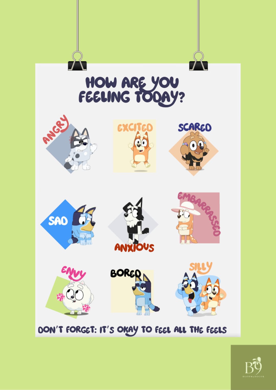 Bluey Emotions Tracker Calming Corner Digital Download for Kids ...