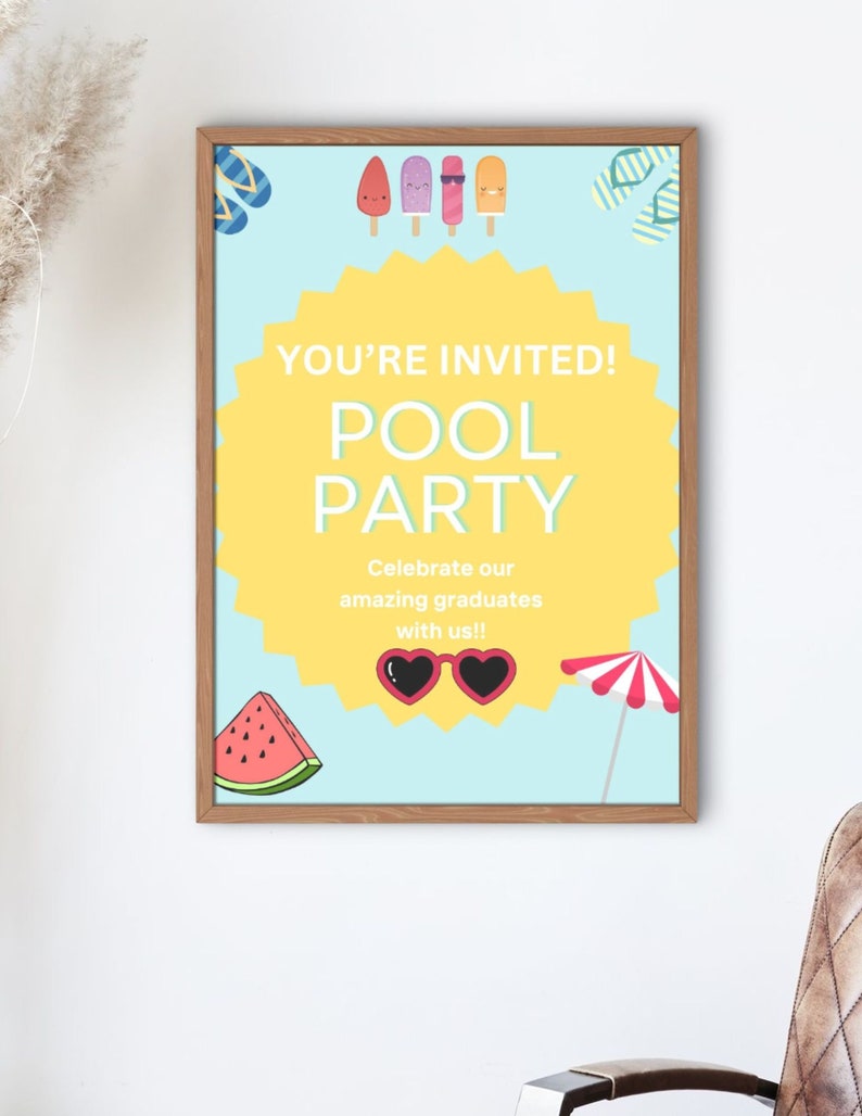 Editable Summer Pool Party Invitation Template - Etsy