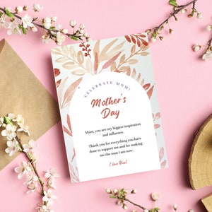 Printable Mothers Day Card Template, Happy Mothers Day, Floral, Instant ...