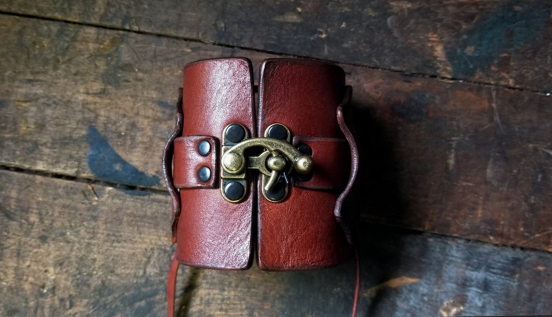 Wide Leather Cuff, Men's Women's Hook & Latch Leather Cuff, Steampunk ...