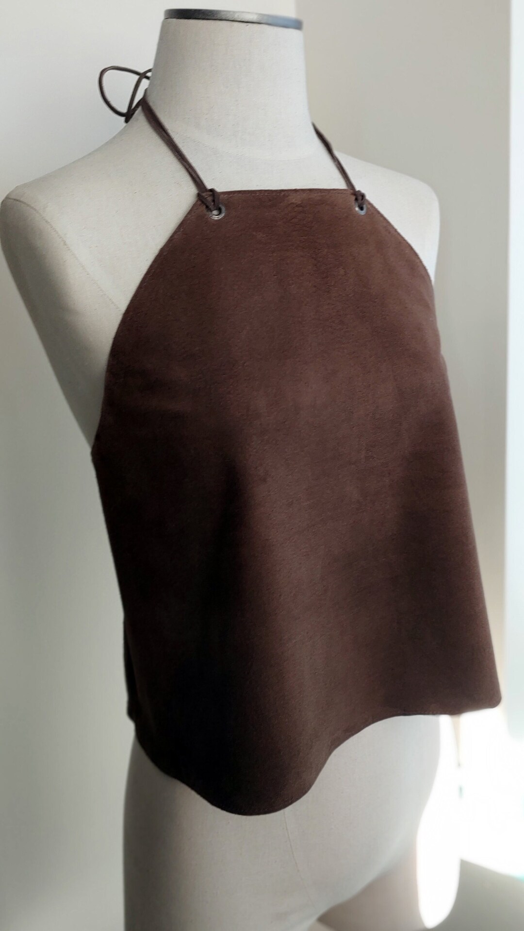 Cowl or Square Neck Backless Leather Halter Top, Women's Suede Halter ...