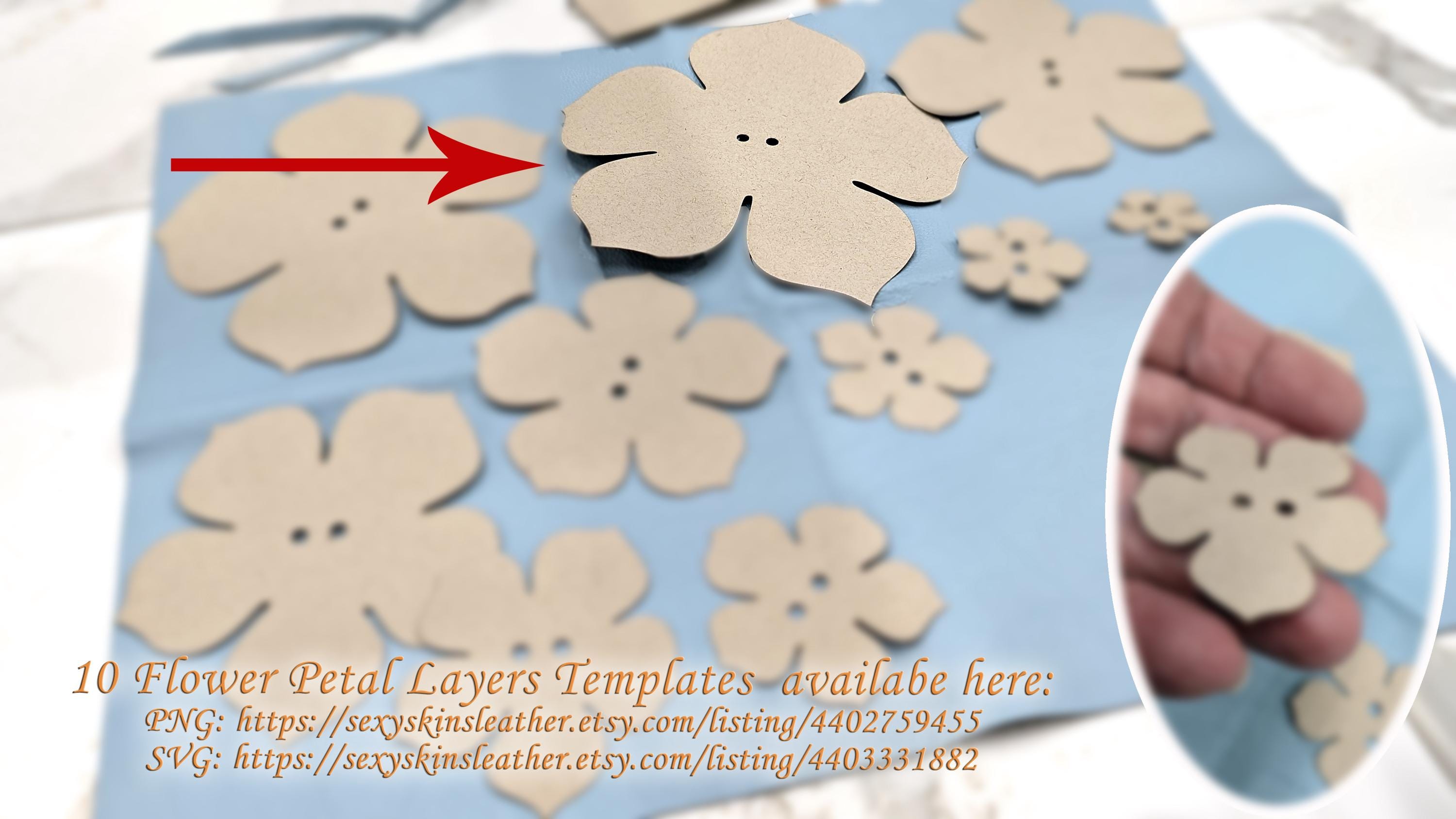 Leather Flower Making Template; SVG File, SINGLE Flower Petal Layer for ...