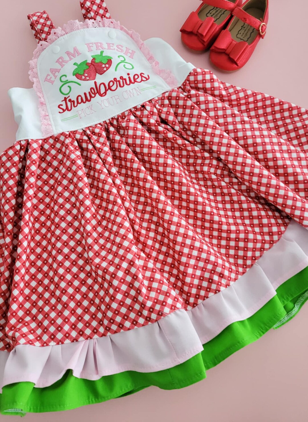 Girls Strawberry Dress, Strawberry Dress, Too Sweet, Birthday Dress ...