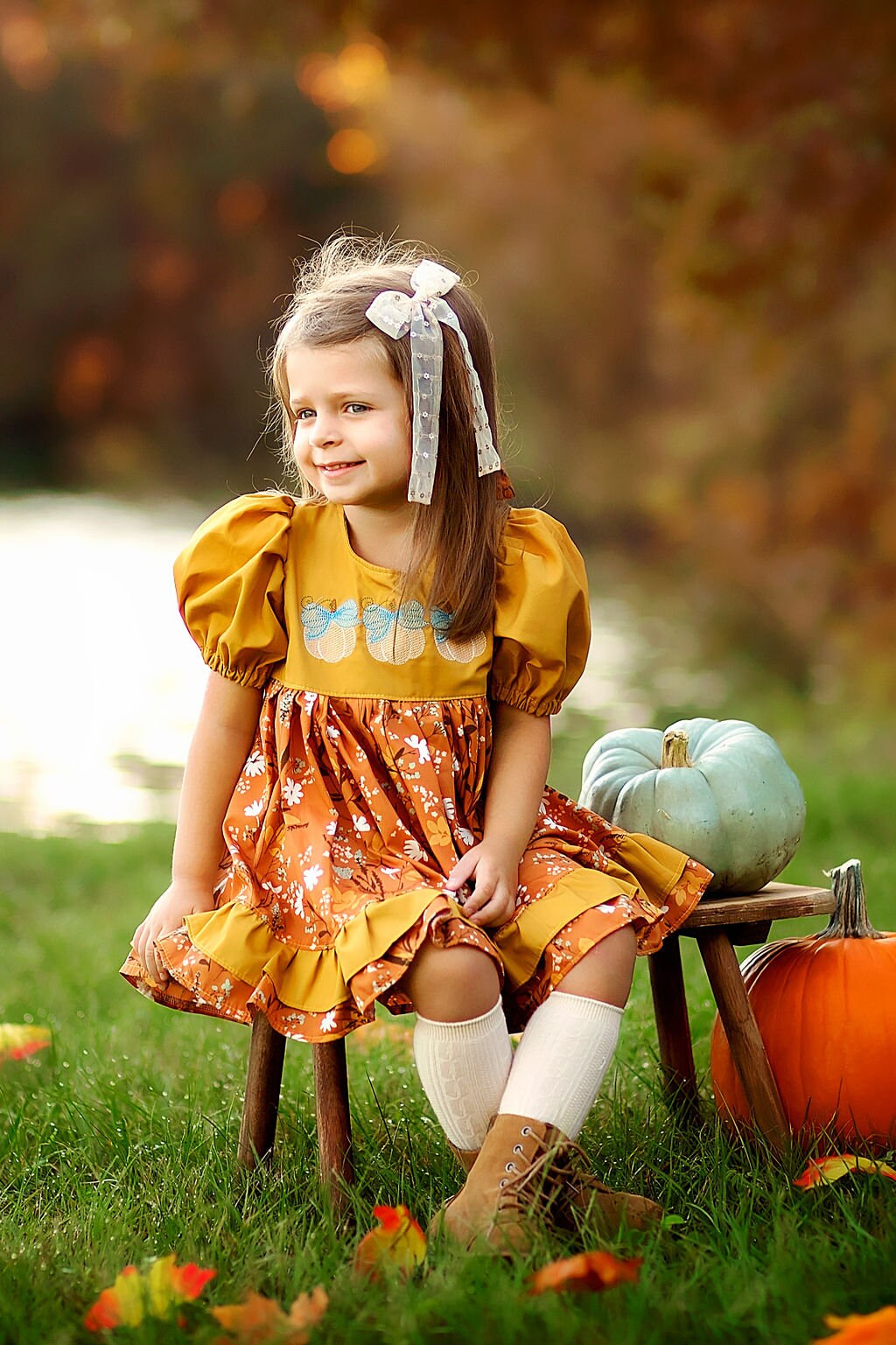 Girls Thanksgiving Dress, Girls Fall Dress, Girls Pumpkin Dress, Girls ...