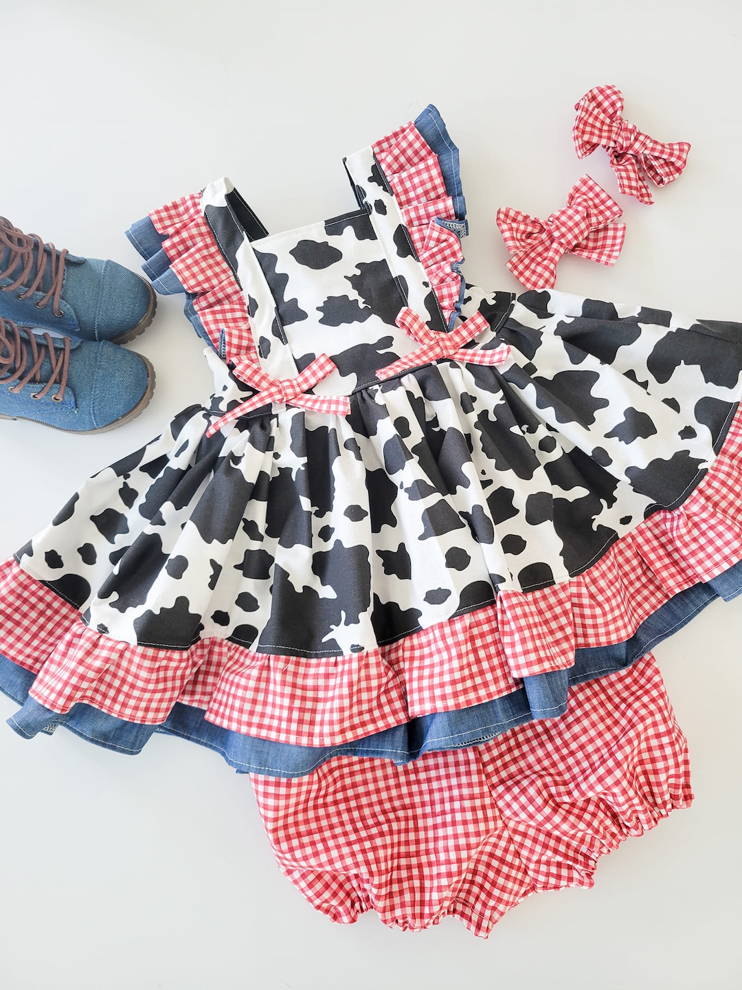 Girls Cow Dress, Baby Cow Dress, Cow Birthday Outfit, Moo I'm Two ...