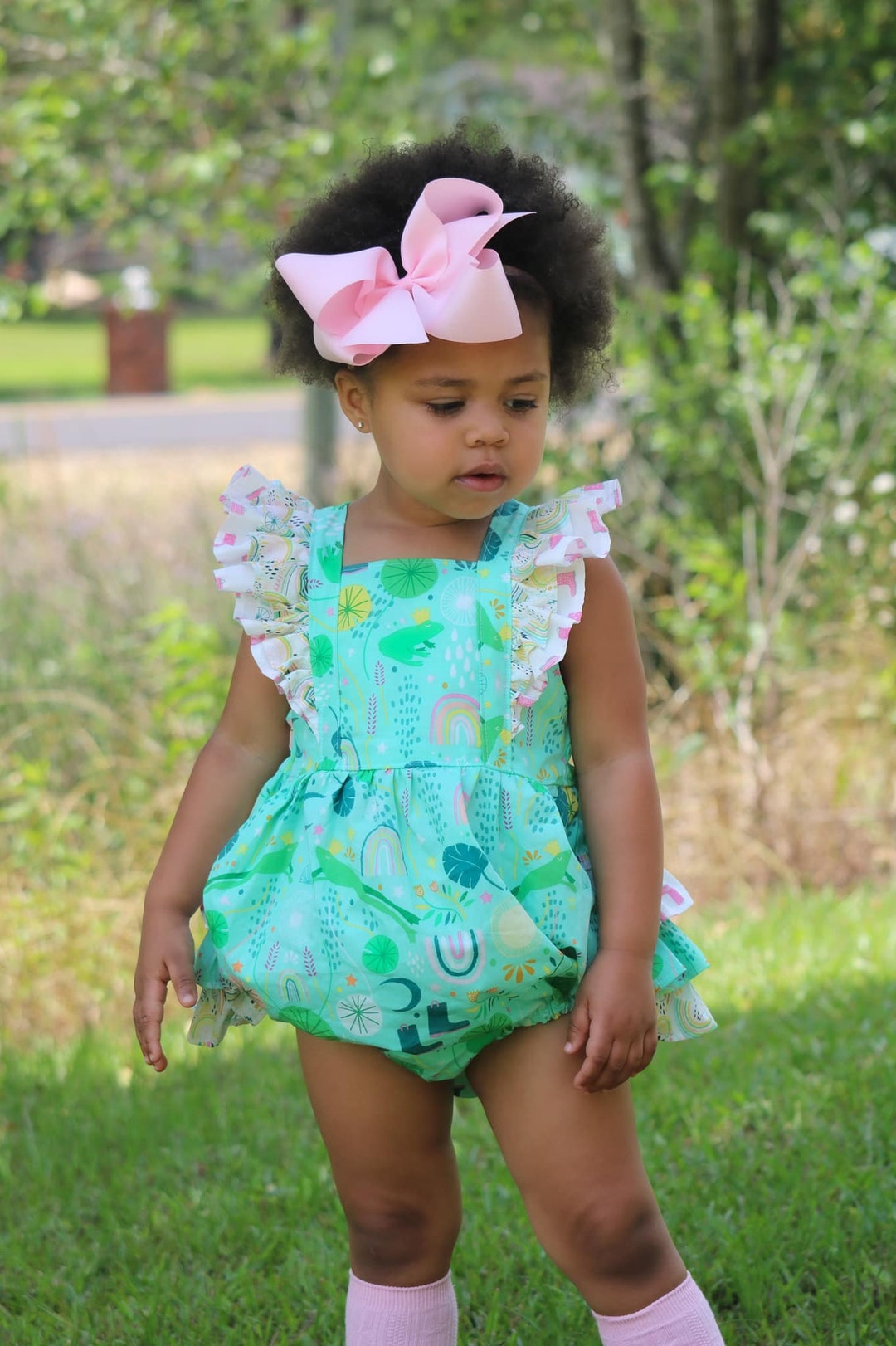Girls Frog Romper, Baby Frog Romper, Girls Rainbow Romper, Baby Rainbow ...