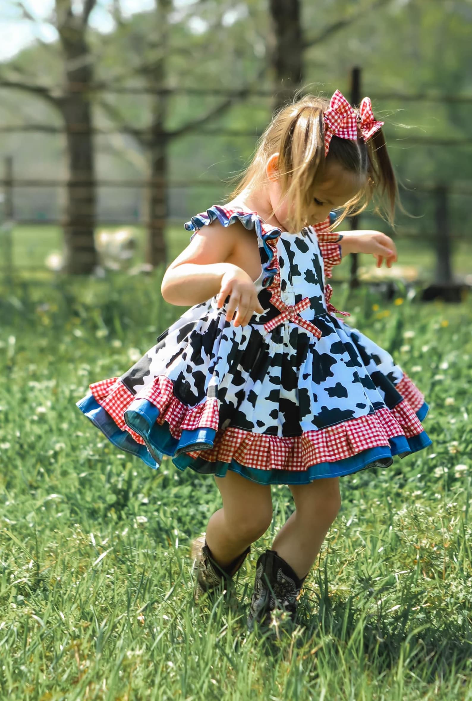 Girls Cow Dress Baby Cow Dress Cow Birthday Outfit Moo - Etsy