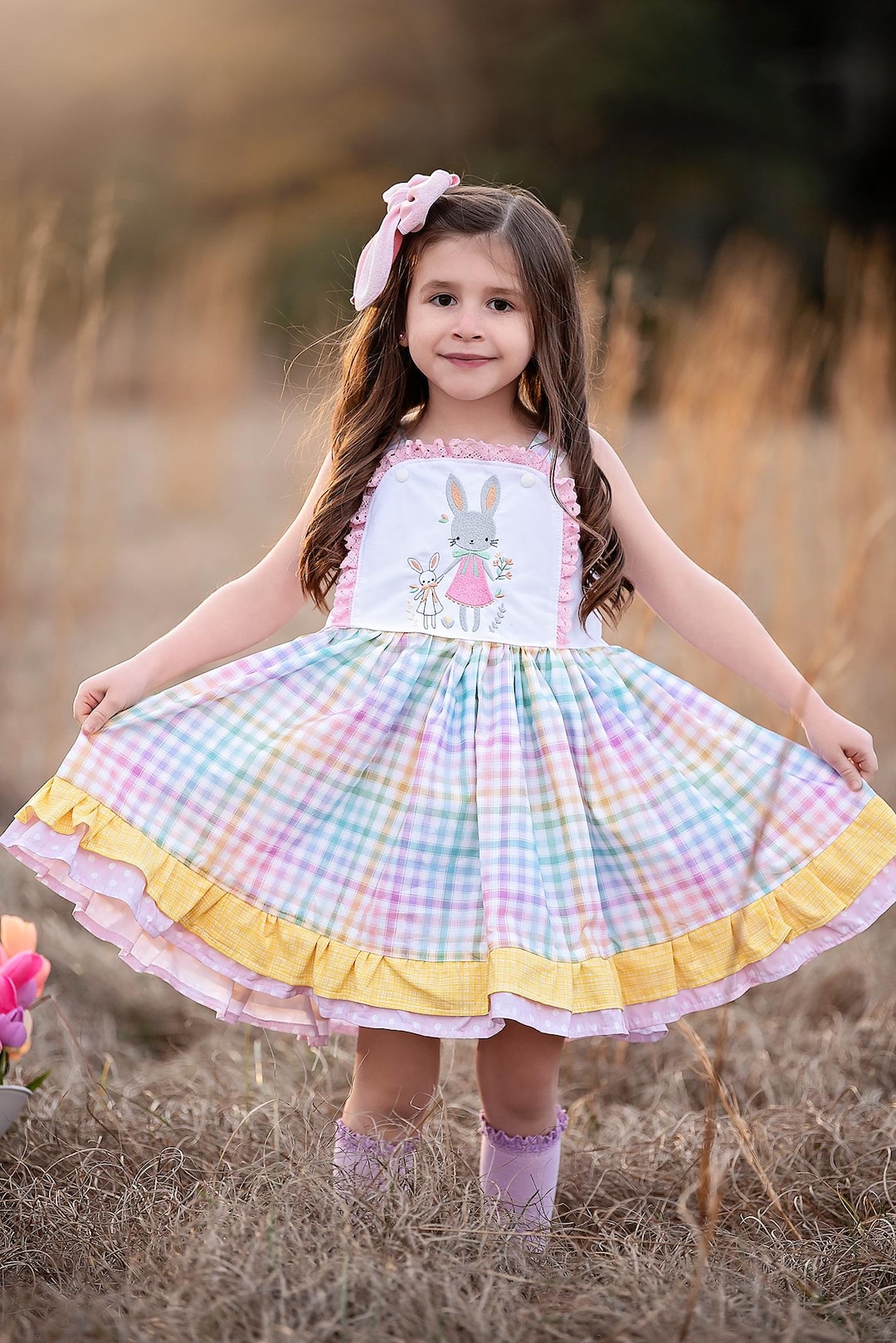 Girls Easter Dress, Bunny Easter Dress, Cute Easter Dress, Pastel ...