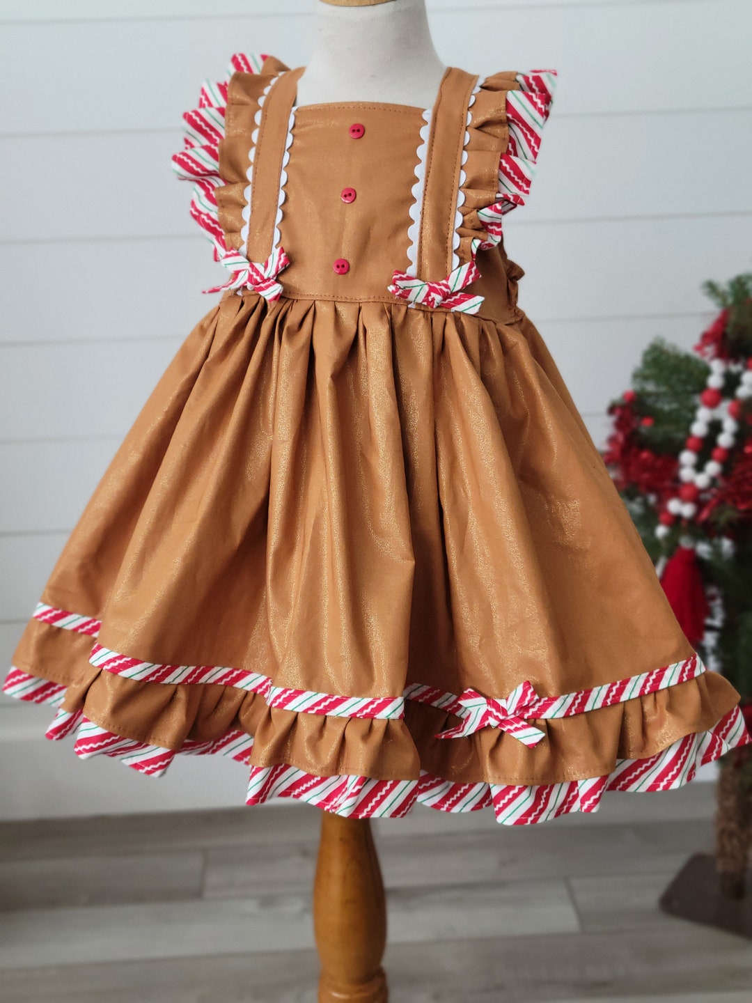 Girls Gingerbread Dress, Gingerbread Dress, Girls Christmas Dress ...
