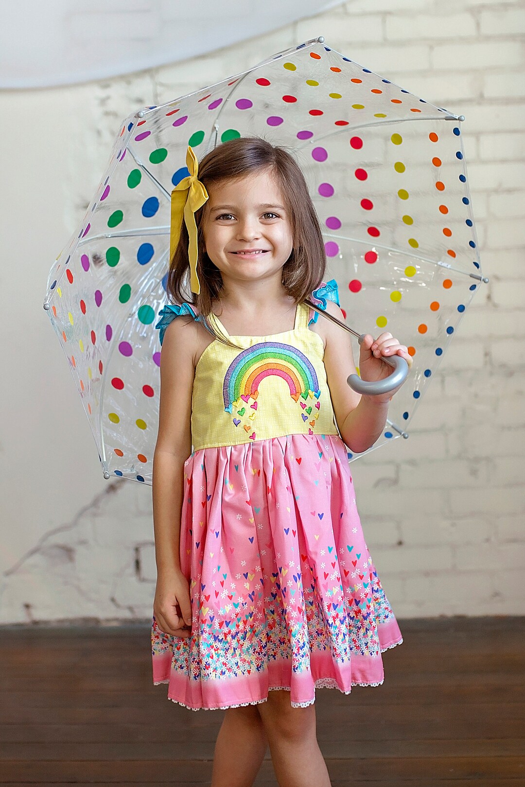 Girls Rainbow Dress, Girls Heart Dress, Girls Valentine Dress, Rainbow ...