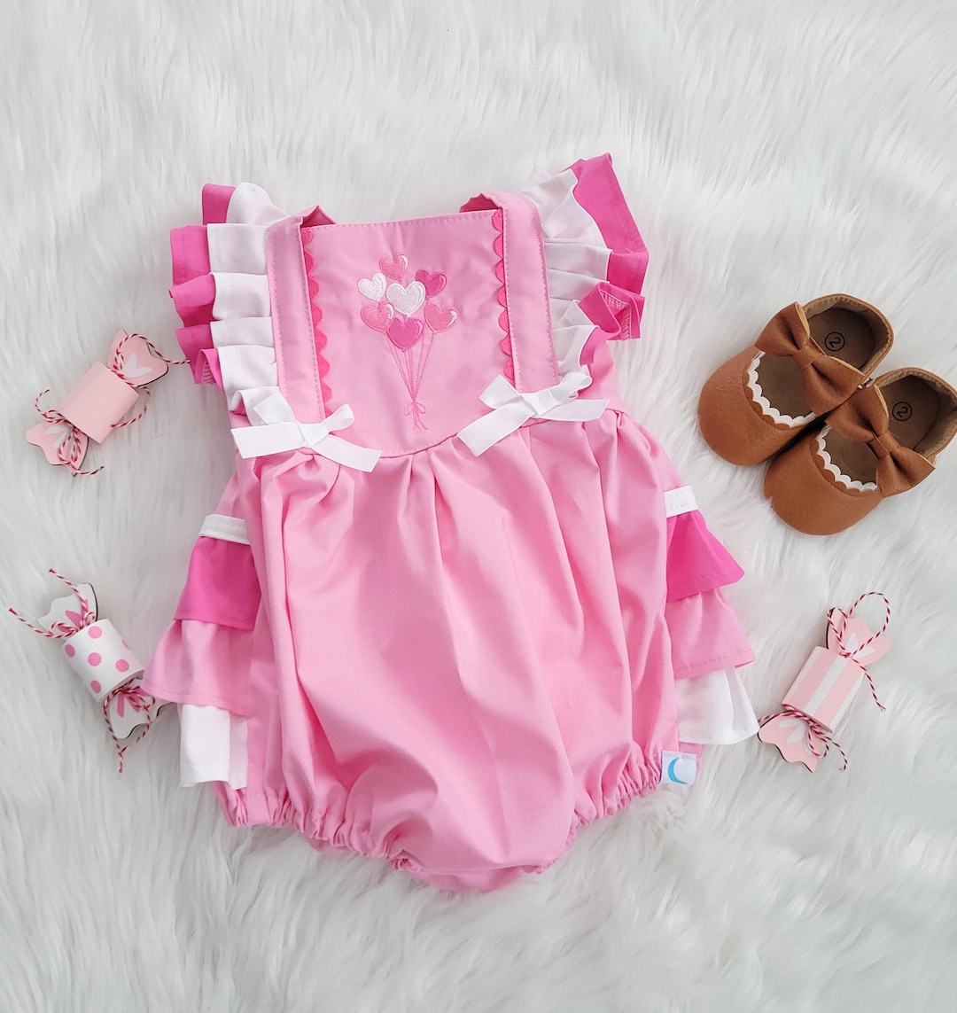Girls Valentine Romper, Baby Valentine Romper, Valentine Outfit, Heart ...