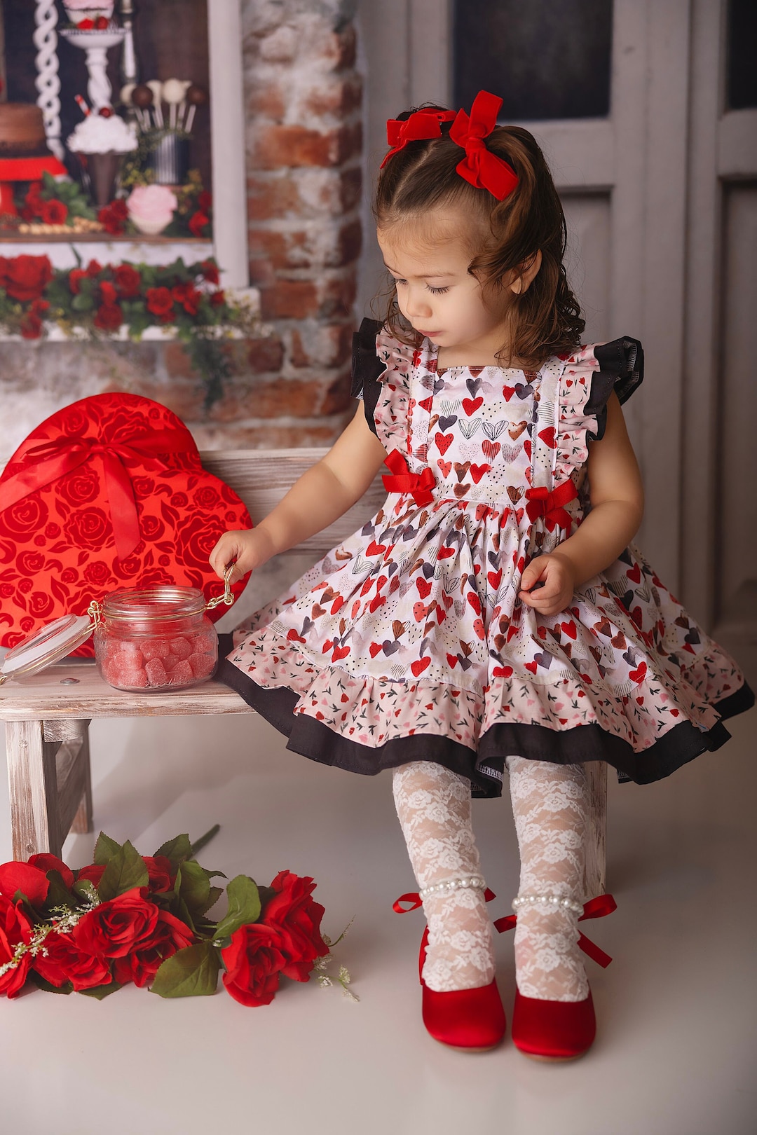 Girls Valentine Outfit, Girls Valentine Dress, Heart Dress, Valentine ...