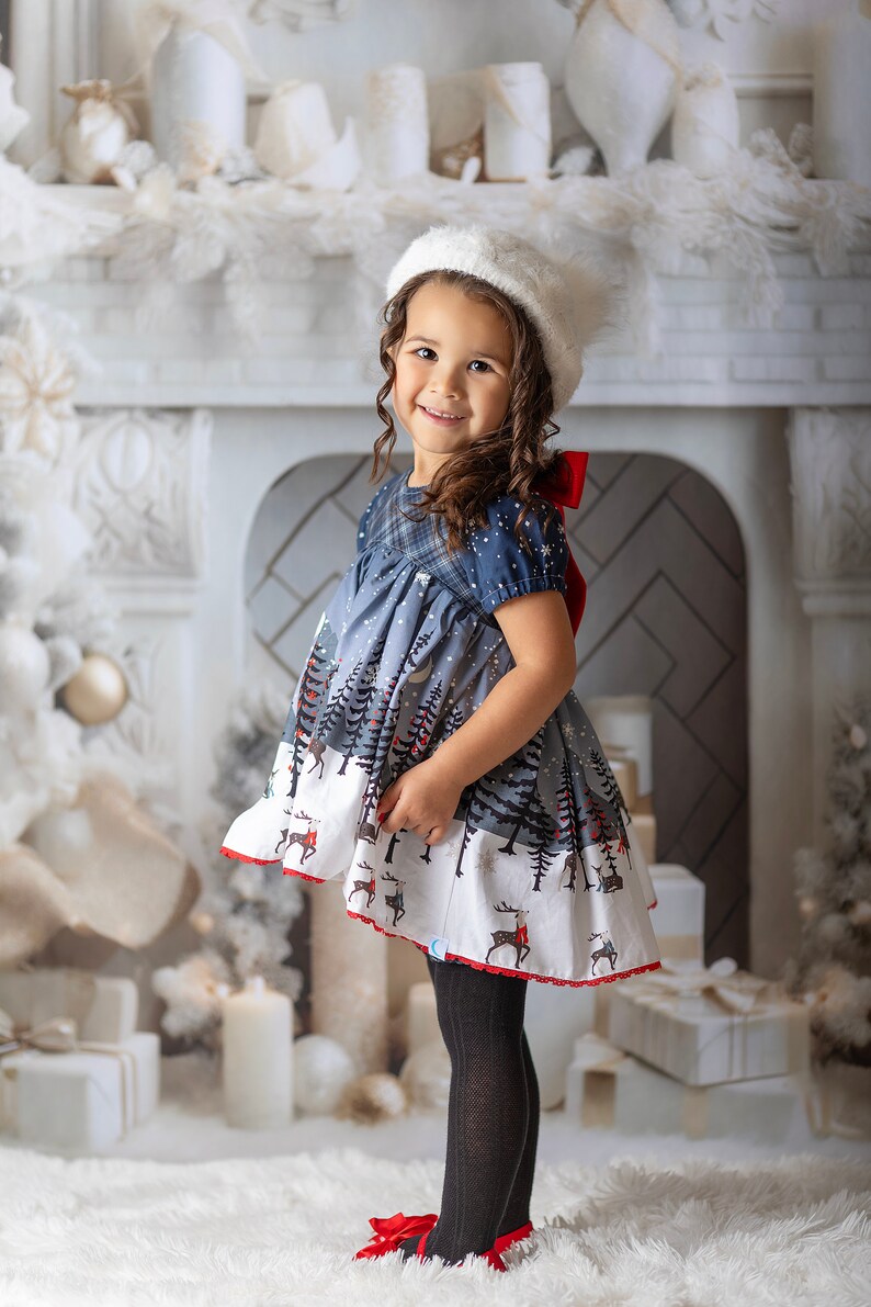 Girls Christmas Dress, Girls Winter Dress, Snow Dress, Deer Dress ...