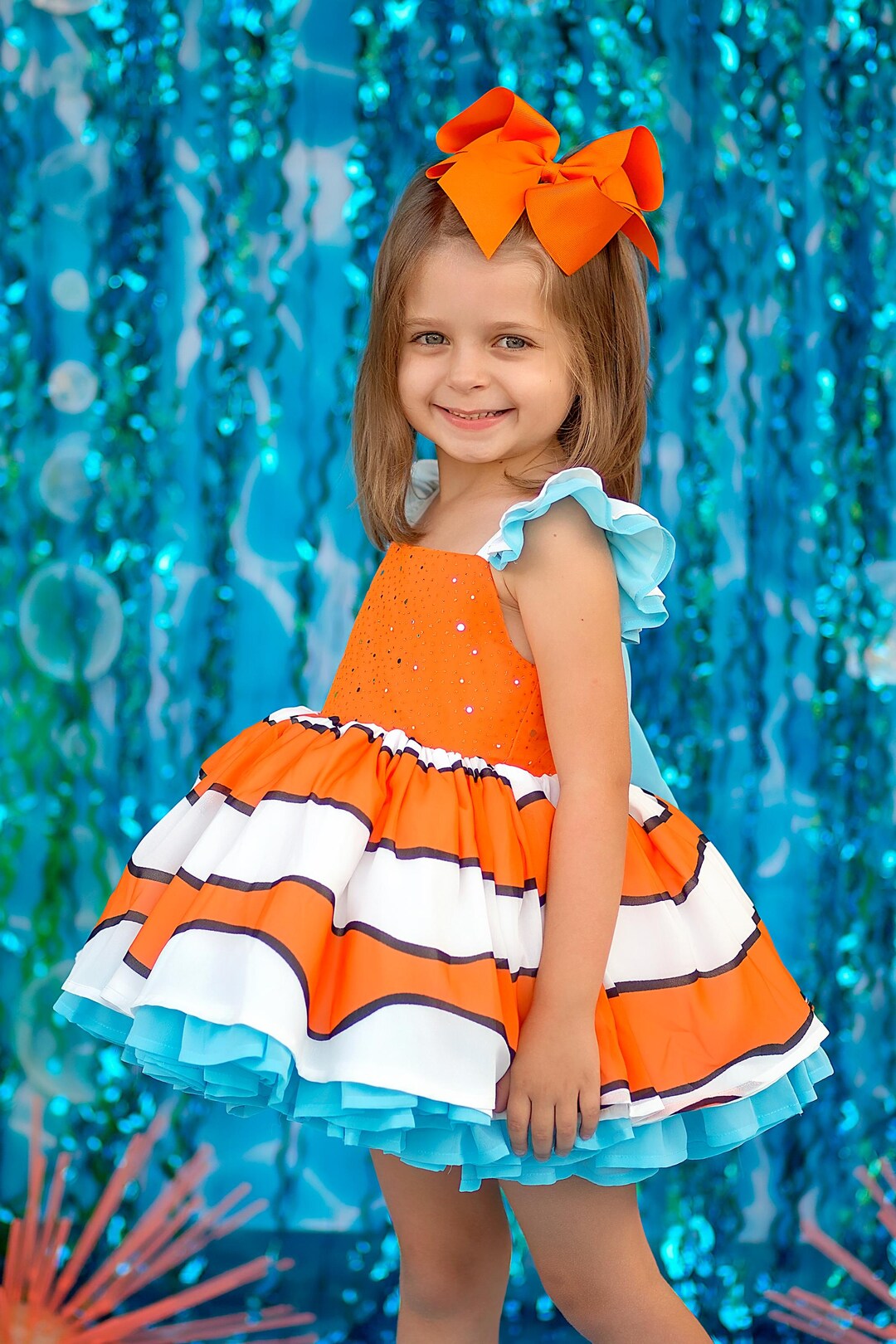 Girls Nemo Dress, Girls Clownfish Dress, Nemo Dress, Nemo Outfit, Cute ...