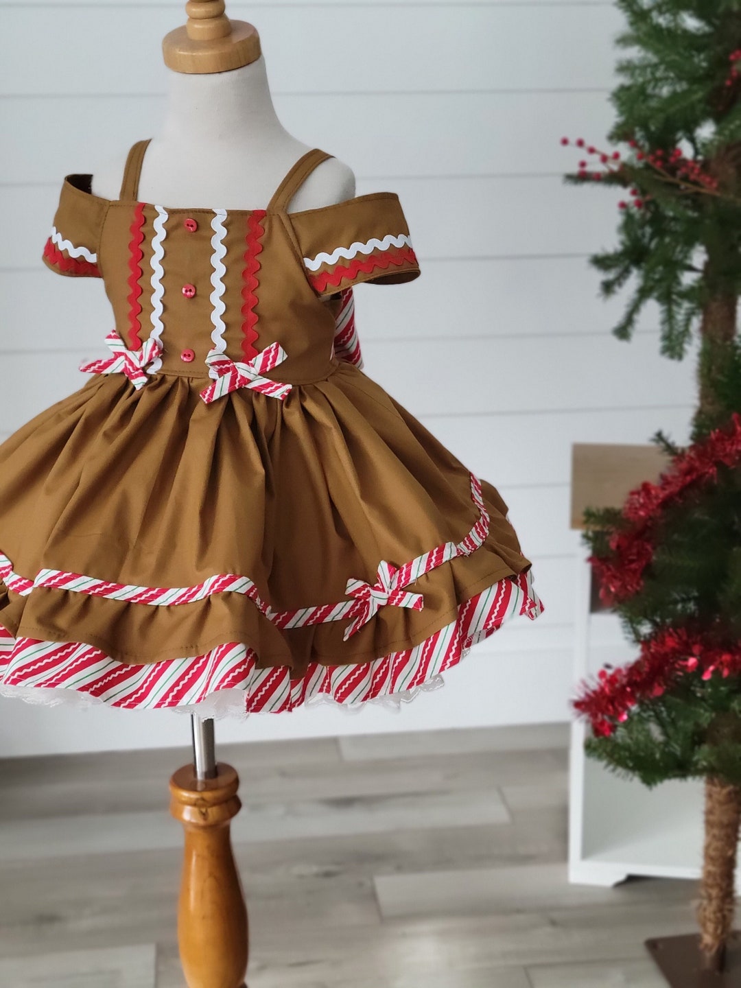 Girls Gingerbread Dress, Gingerbread Dress, Girls Christmas Dress ...