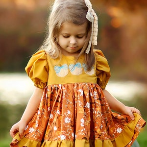 Girls Thanksgiving Dress, Girls Fall Dress, Girls Pumpkin Dress, Girls ...