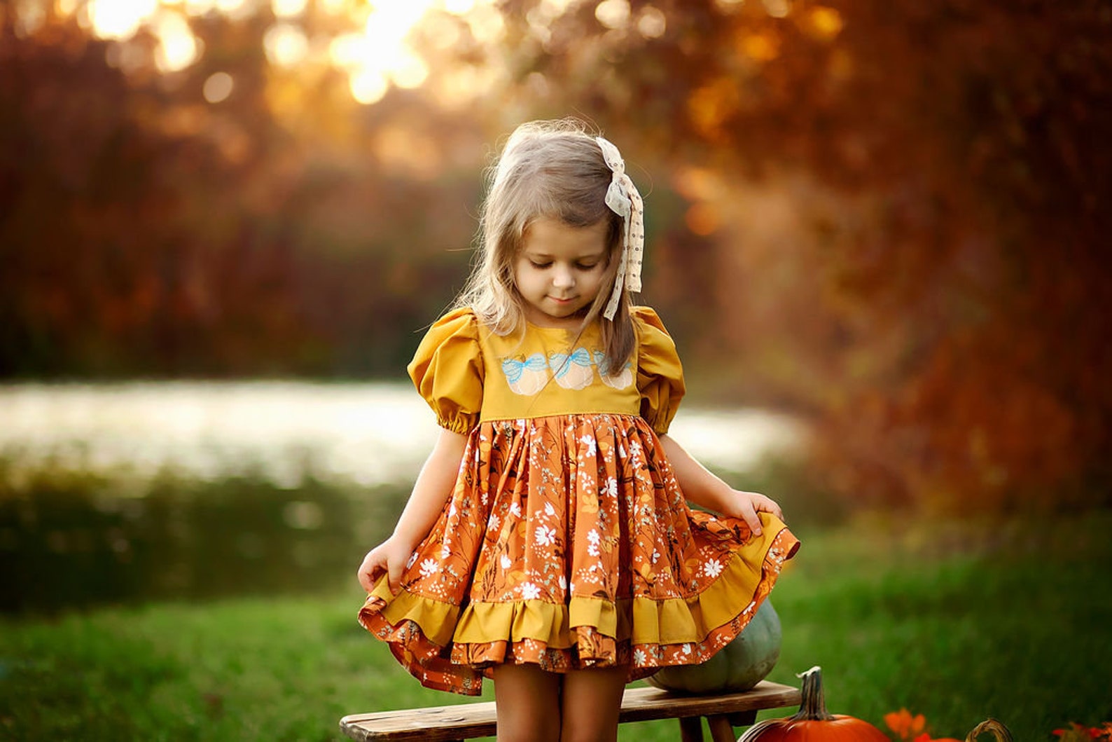 Girls Thanksgiving Dress, Girls Fall Dress, Girls Pumpkin Dress, Girls ...