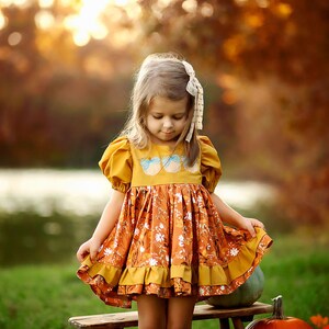 Girls Thanksgiving Dress, Girls Fall Dress, Girls Pumpkin Dress, Girls ...