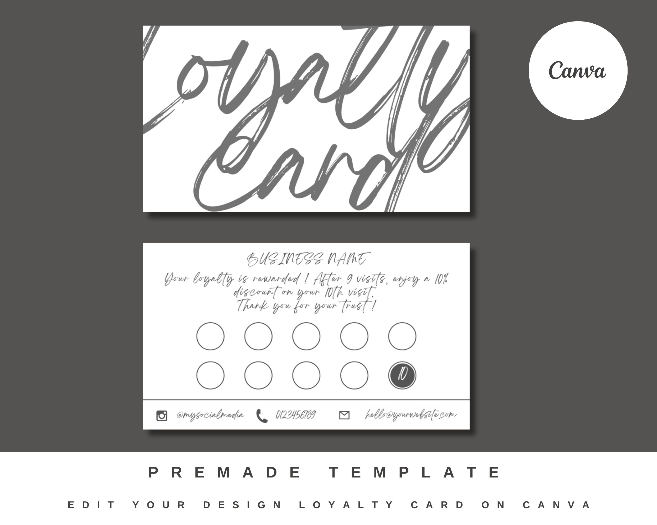 Loyalty Card Black and White, Loyalty Card Chic for Customers, Loyalty ...
