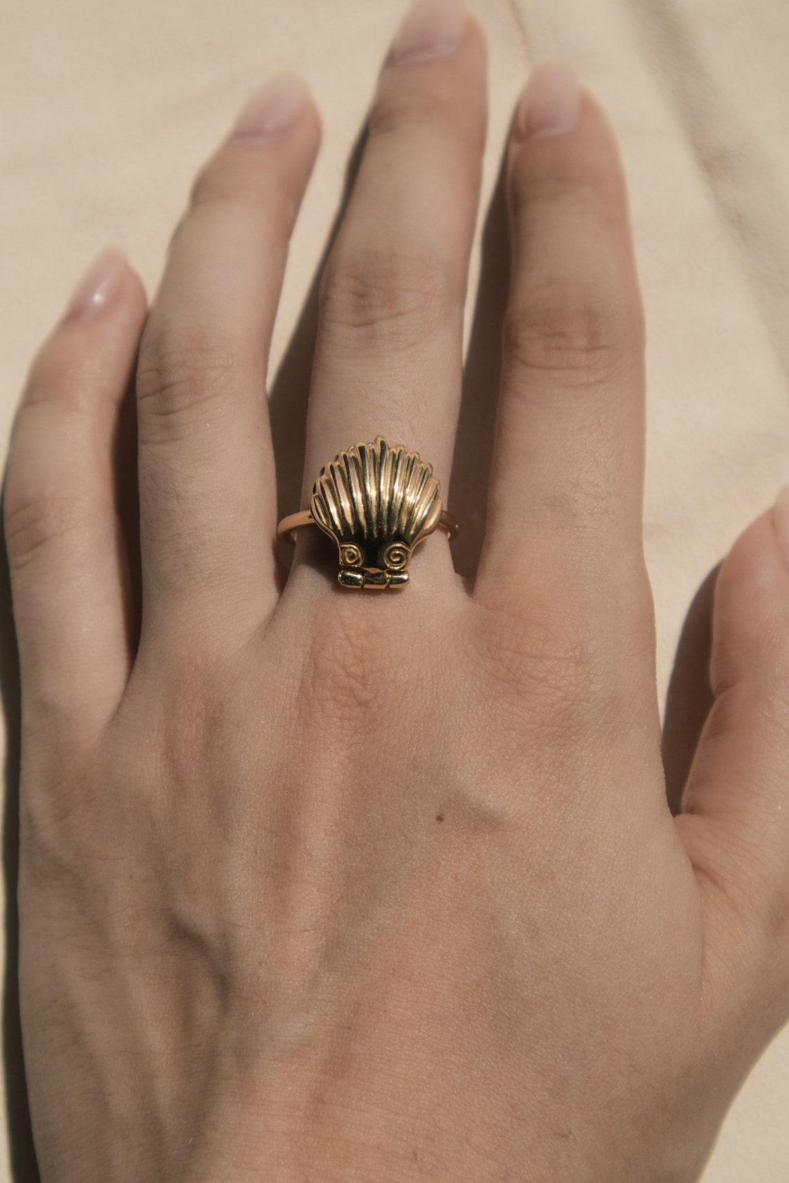 Gold Seashell Ring, Gold Shell Ring, Statement Shell Ring, Open and ...