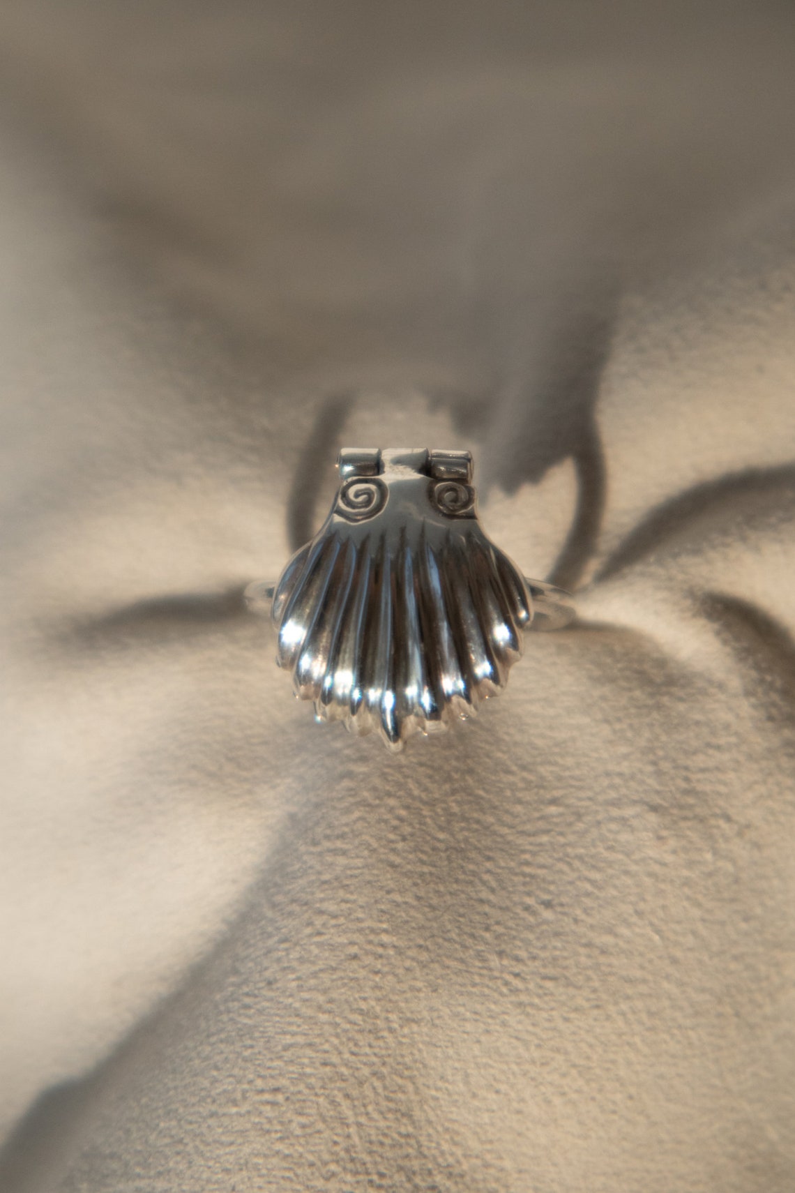Silver Seashell Ring, Silver Shell Ring, Statement Shell Ring, Open and ...