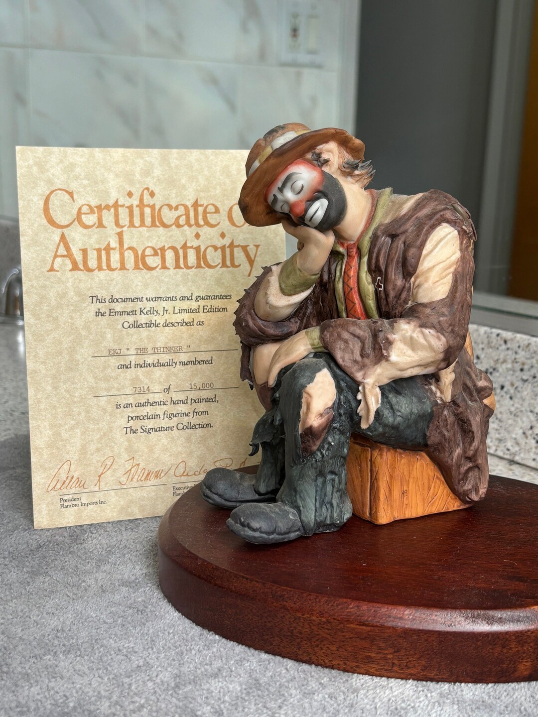 Emmett Kelly Jr "the Thinker" Figurine | EKJ Rare Collectible With ...