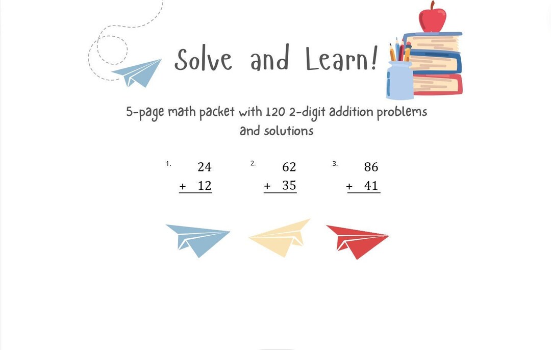 Fun Math Challenge Packet Solve and Learn 120 2-digit Addition Problems ...